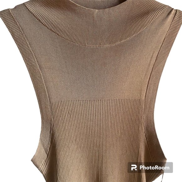 Dresses | Good American Tan Plaited Sleeveless Rib Midi Dress | Poshmark